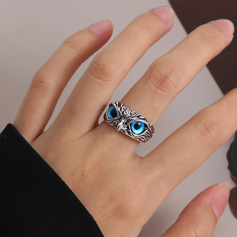 Blue Owl Eye Adjustable Ring For Men – Pebbles Nepal