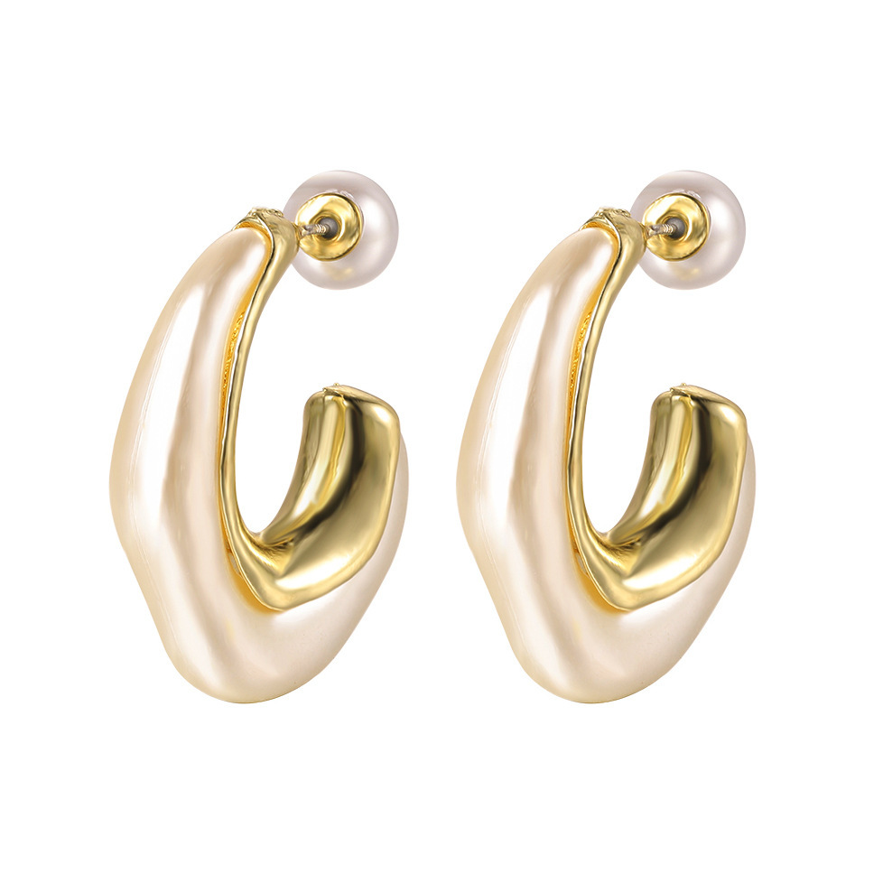 Off-white Irregular Shaped Pearl C-shaped High-end Fashion Simple Retro ...