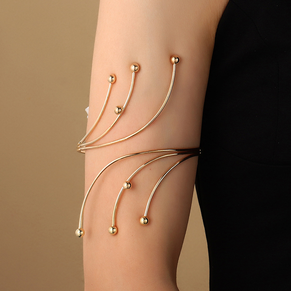 Ladies Gold Simple Upper and Lower Geometric Round Circle Arm Cuff ...