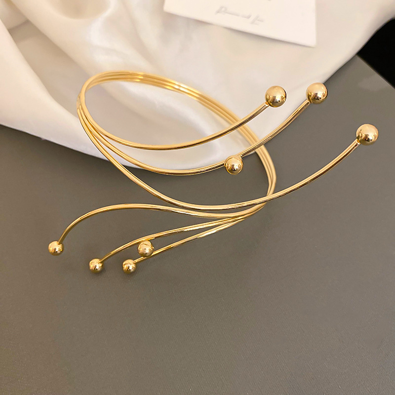 Ladies Gold Simple Upper and Lower Geometric Round Circle Arm Cuff ...